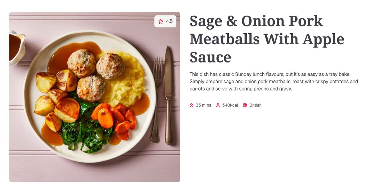 Sage & Onion Pork Meatballs With Apple Sauce (35 mins) | Gousto Recipe ...