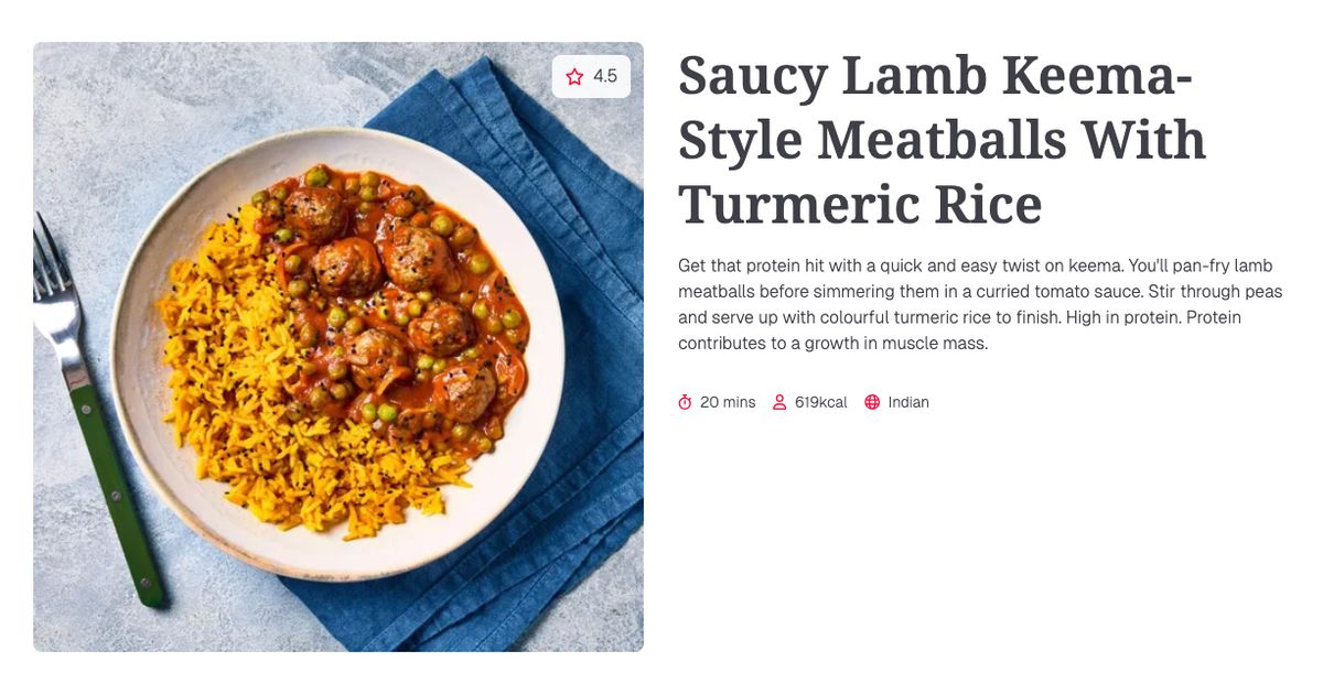 Saucy Lamb Keema-Style Meatballs With Turmeric Rice (20 mins) | Gousto ...