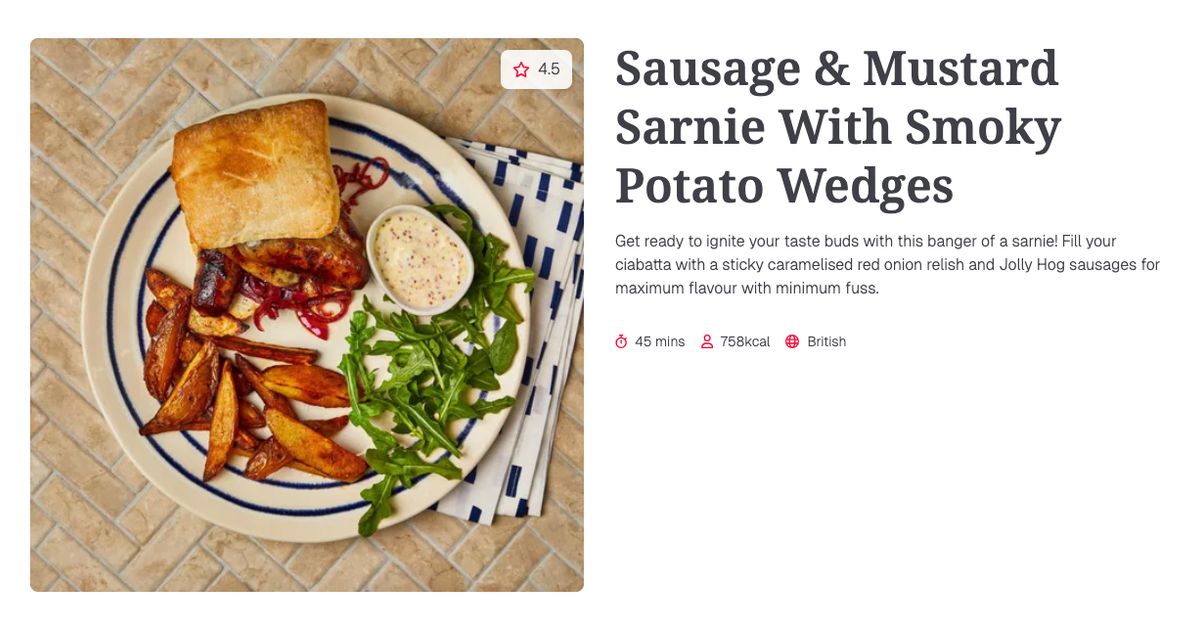 Sausage & Mustard Sarnie With Smoky Potato Wedges (45 mins) | Gousto ...