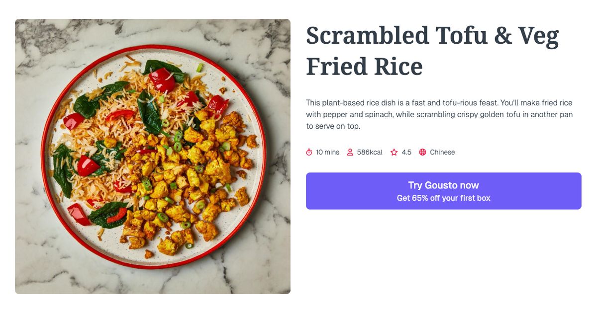 Scrambled Tofu & Veg Fried Rice (10 mins) | Gousto Recipe Search