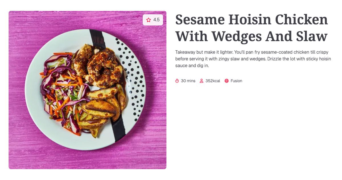 Sesame Hoisin Chicken With Wedges And Slaw (30 mins) | Gousto Recipe Search