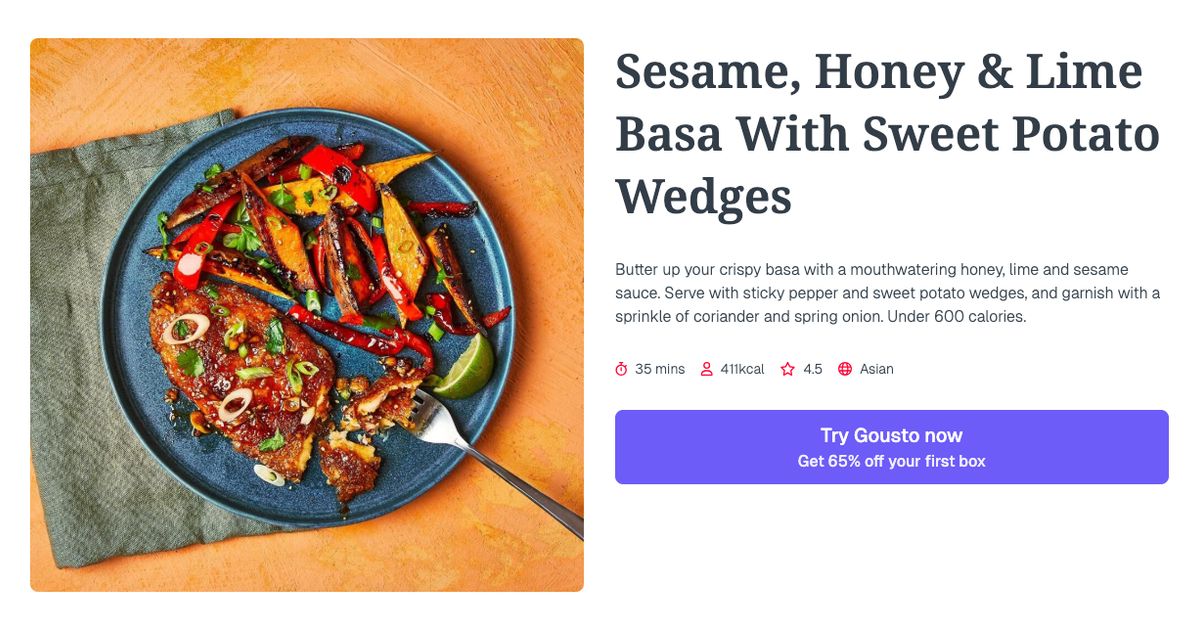 Sesame, Honey & Lime Basa With Sweet Potato Wedges (35 mins) | Gousto ...