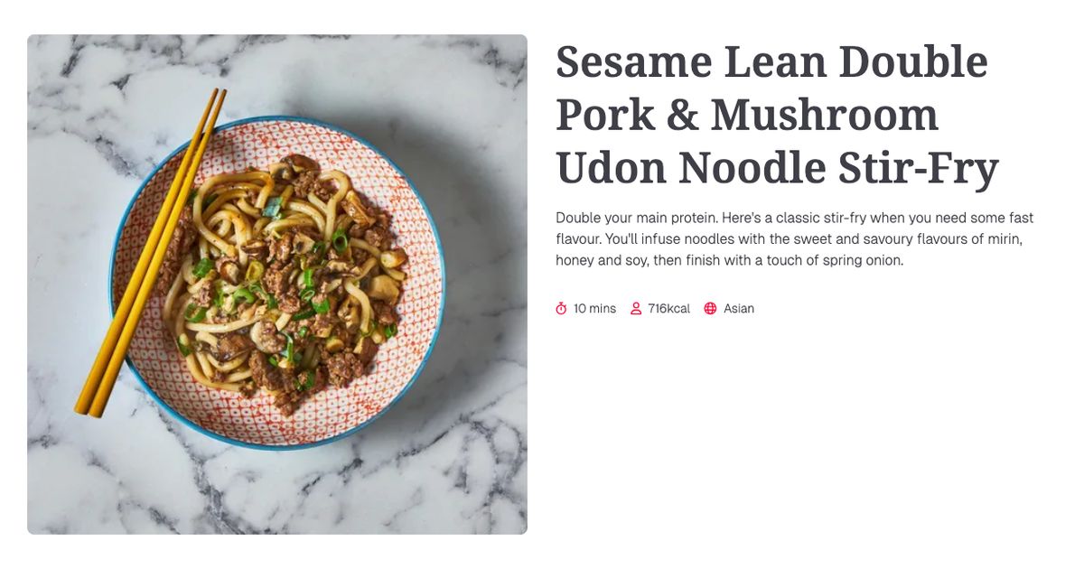 Sesame Lean Double Pork & Mushroom Udon Noodle Stir-Fry (10 mins ...