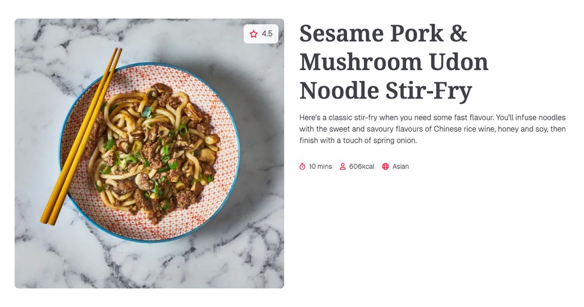 Sesame Pork & Mushroom Udon Noodle Stir-Fry (10 mins) | Gousto Recipe ...