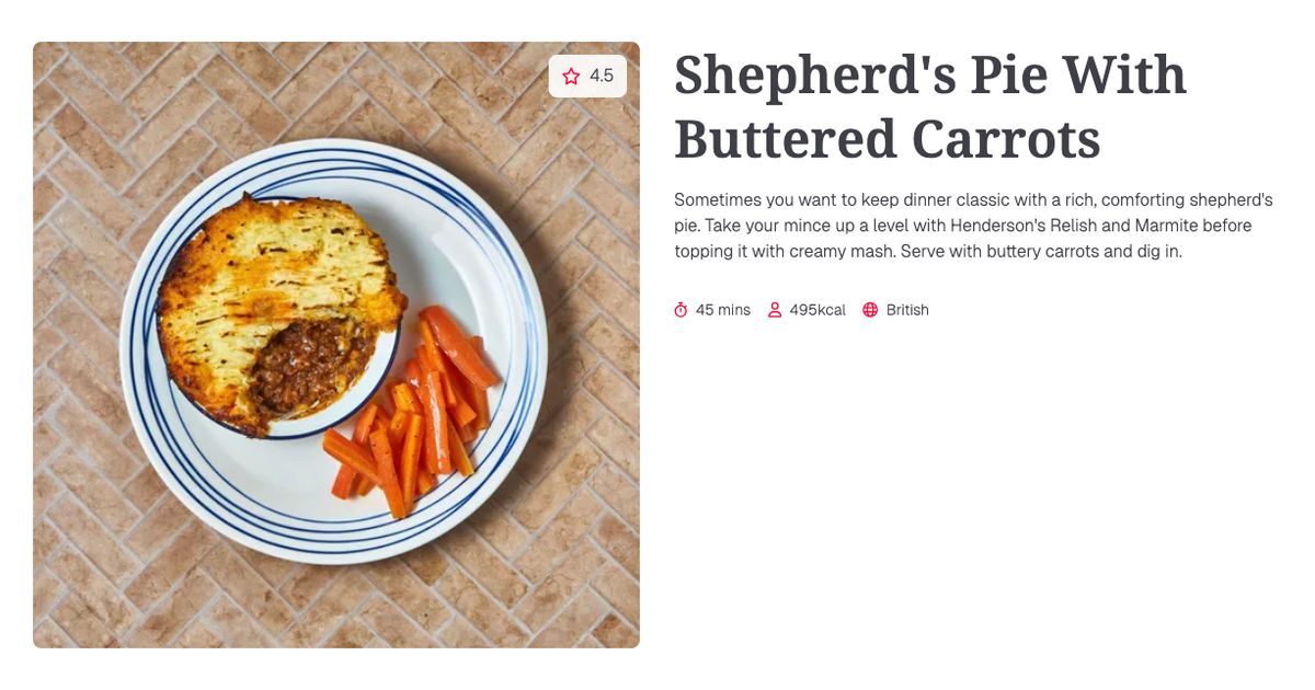 Shepherd's Pie With Buttered Carrots (45 mins) | Gousto Recipe Search