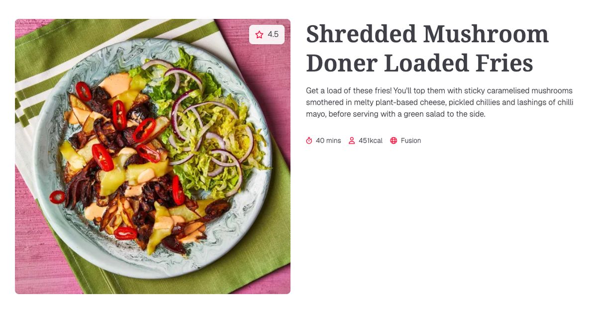 Shredded Mushroom Doner Loaded Fries (40 mins) | Gousto Recipe Search