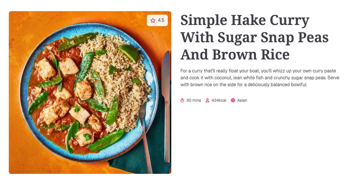 Simple Hake Curry With Sugar Snap Peas And Brown Rice (30 mins ...