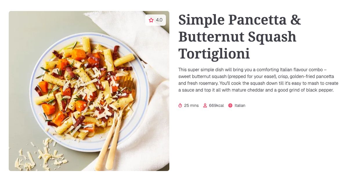 Simple Pancetta & Butternut Squash Tortiglioni (25 mins) | Gousto ...