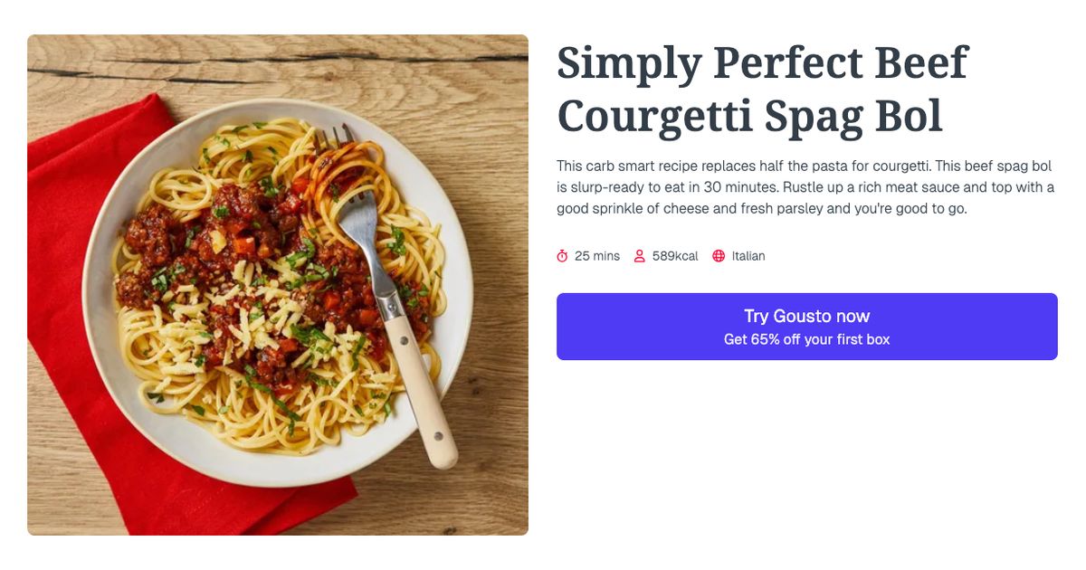 Simply Perfect Beef Courgetti Spag Bol (25 mins) | Gousto Recipe Search
