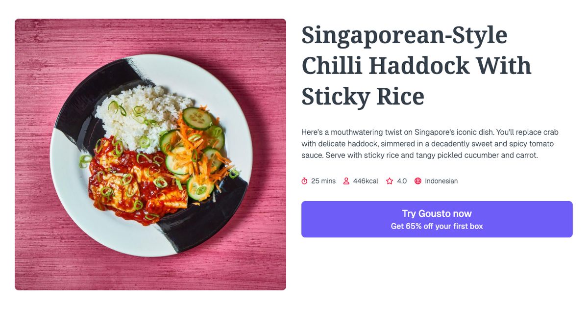Singaporean-Style Chilli Haddock With Sticky Rice (25 mins) | Gousto ...