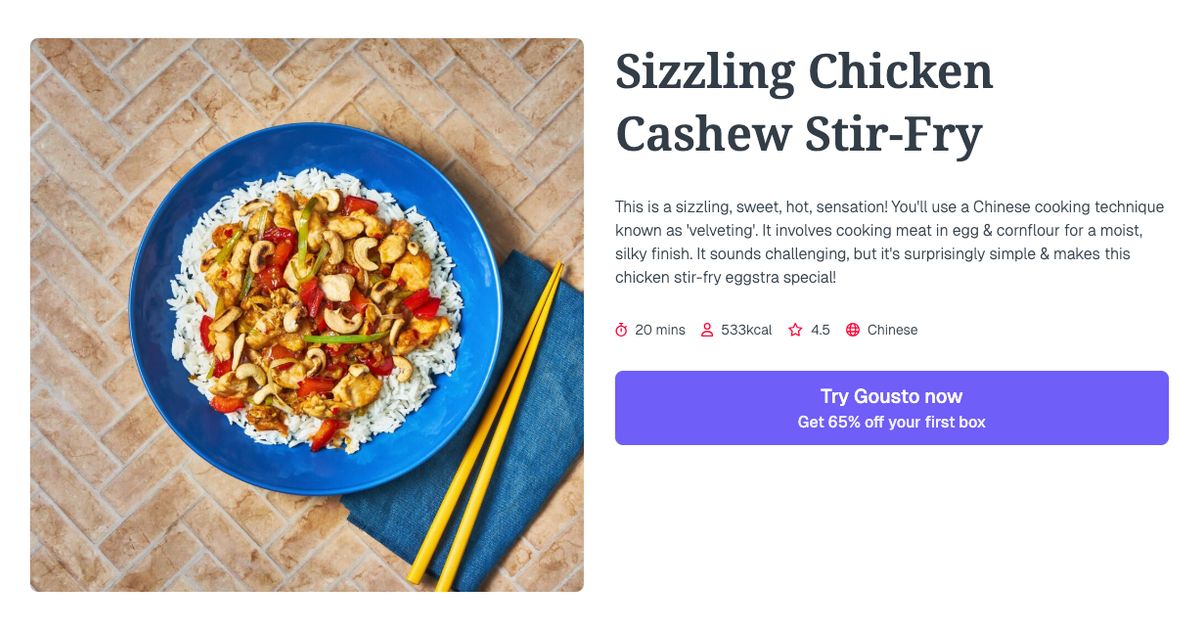 Sizzling Chicken Cashew Stir-Fry (20 mins) | Gousto Recipe Search
