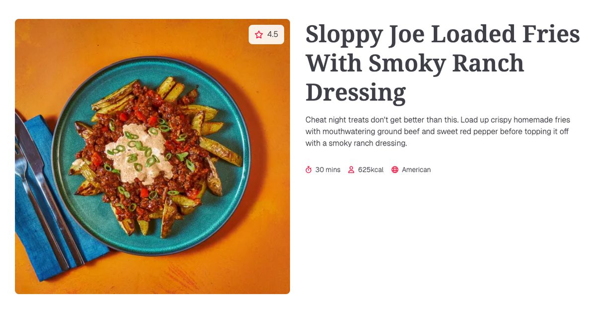Sloppy Joe Loaded Fries With Smoky Ranch Dressing (30 mins) | Gousto ...