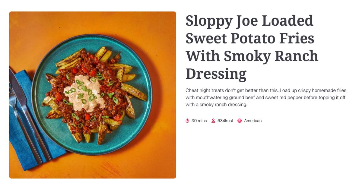 Sloppy Joe Loaded Sweet Potato Fries With Smoky Ranch Dressing (30 mins ...