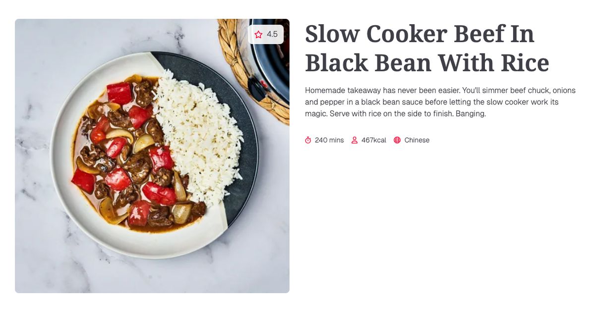 Slow Cooker Beef In Black Bean With Rice (240 mins) | Gousto Recipe Search