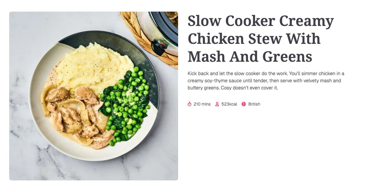Slow Cooker Creamy Chicken Stew With Mash And Greens (210 mins ...