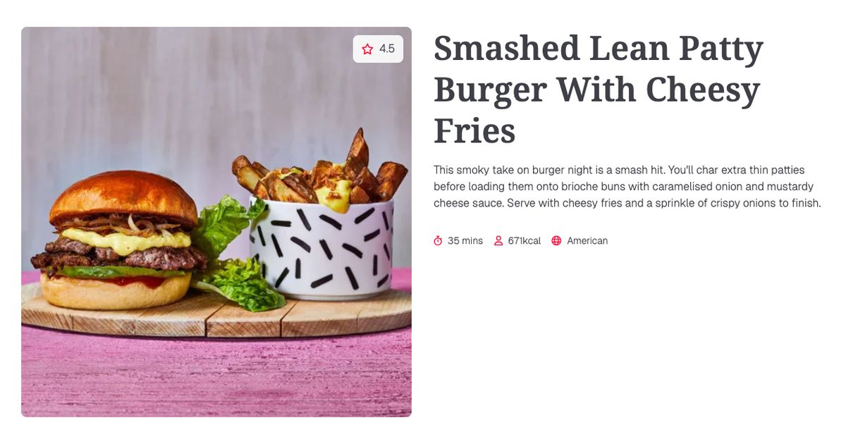Smashed Lean Patty Burger With Cheesy Fries (35 mins) | Gousto Recipe ...