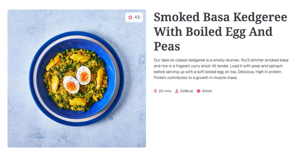Smoked Basa Kedgeree With Boiled Egg And Peas (20 mins) | Gousto Recipe ...