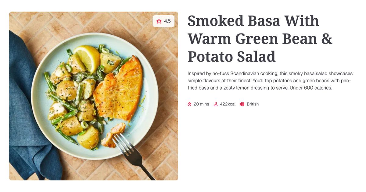 Smoked Basa With Warm Green Bean & Potato Salad (20 mins) | Gousto ...