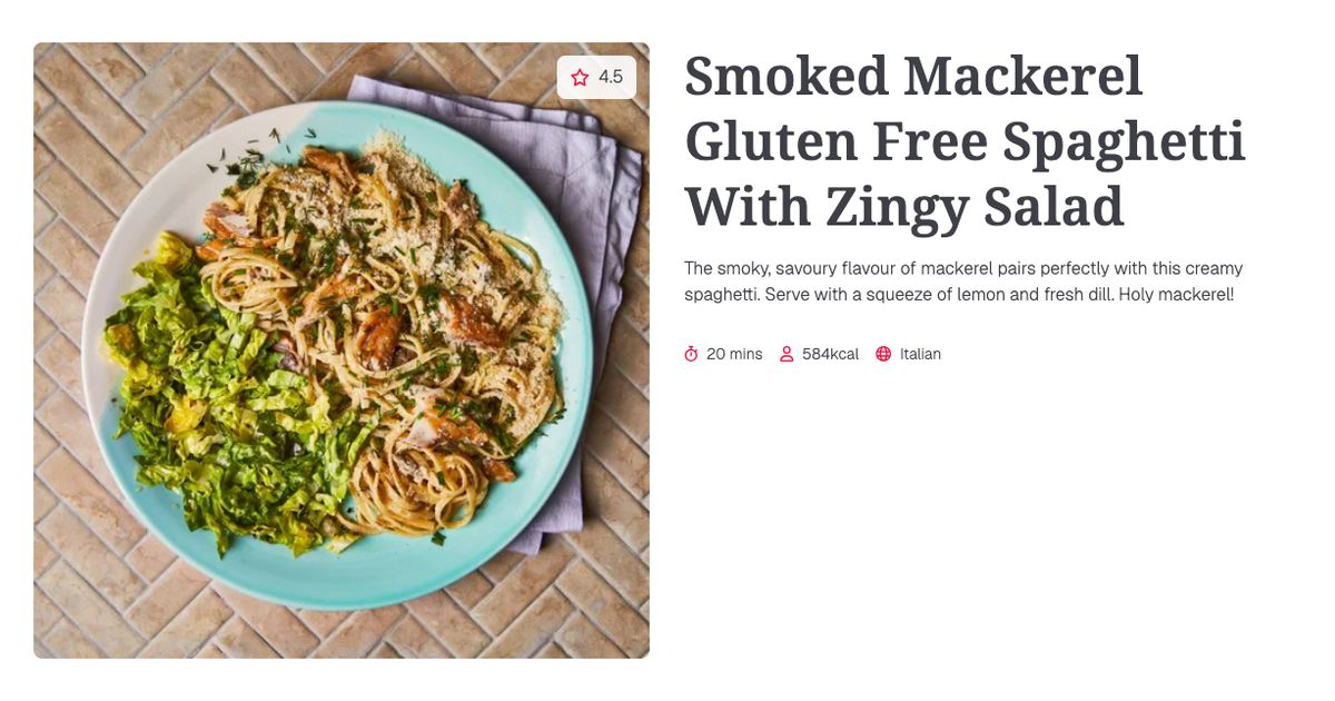 Smoked Mackerel Gluten Free Spaghetti With Zingy Salad (20 mins ...