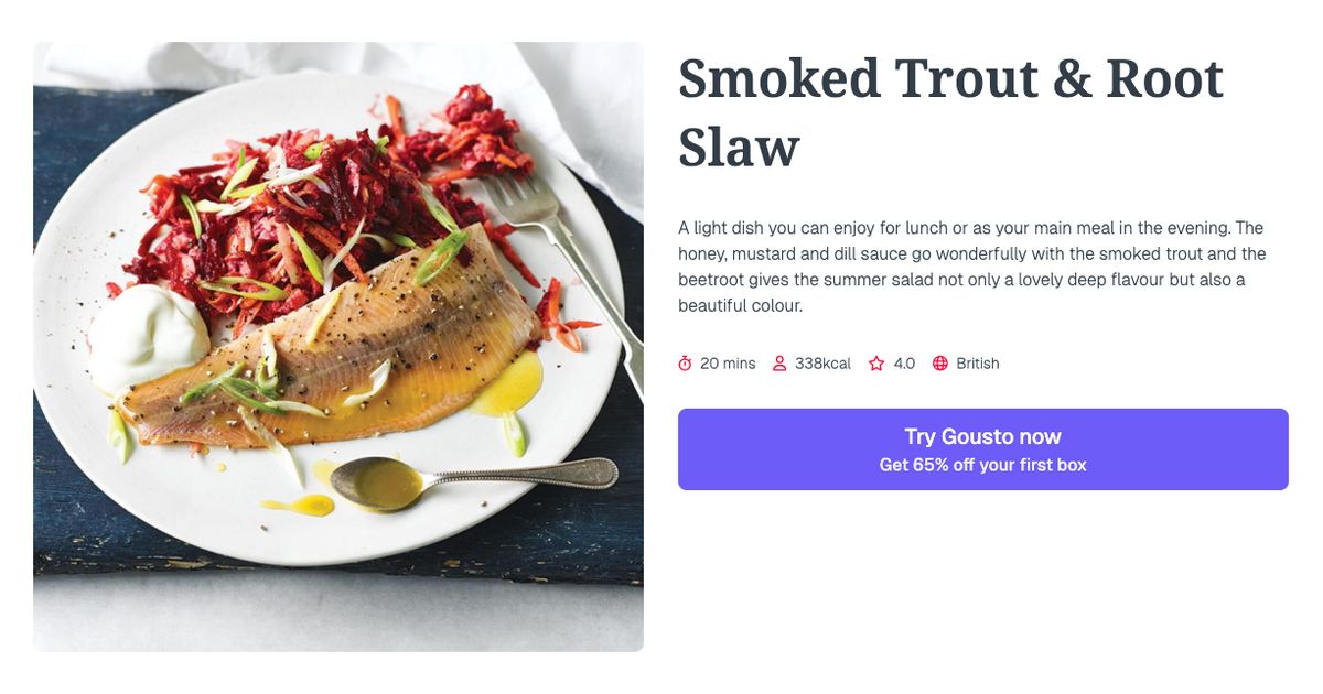 Smoked Trout & Root Slaw (20 mins) | Gousto Recipe Search