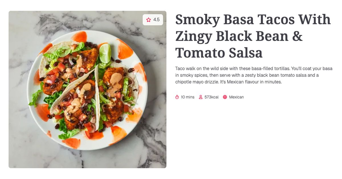 Smoky Basa Tacos With Zingy Black Bean & Tomato Salsa (10 mins ...