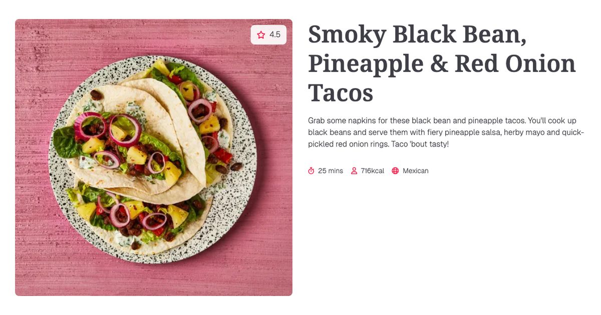 Smoky Black Bean, Pineapple & Red Onion Tacos (25 mins) | Gousto Recipe ...