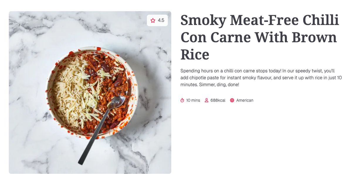 Smoky Meat-Free Chilli Con Carne With Brown Rice (10 mins) | Gousto ...