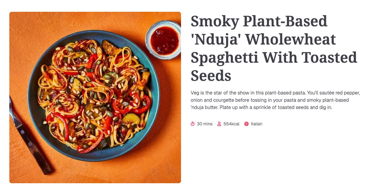 Smoky Plant-Based 'Nduja' Wholewheat Spaghetti With Toasted Seeds (30 ...