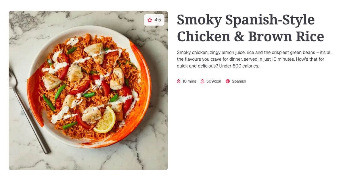 Smoky Spanish-Style Chicken & Brown Rice (10 mins) | Gousto Recipe Search