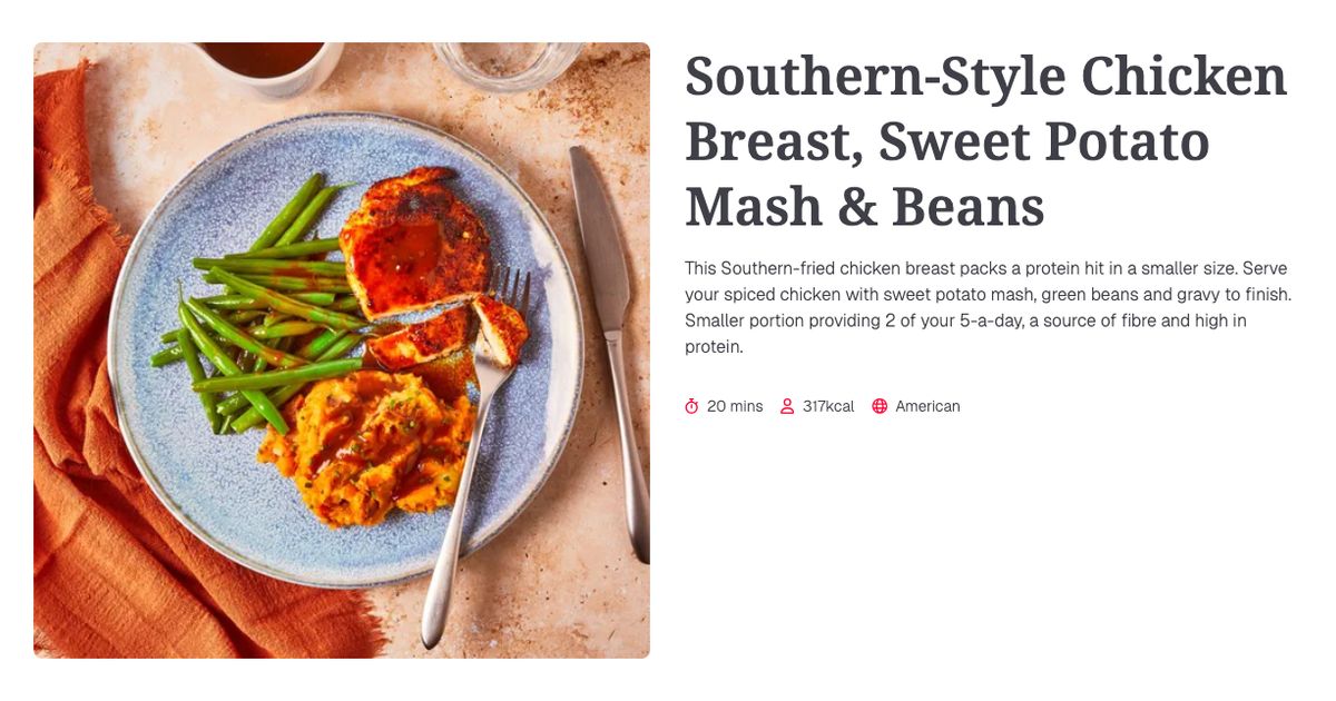 Southern-Style Chicken Breast, Sweet Potato Mash & Beans (20 mins ...
