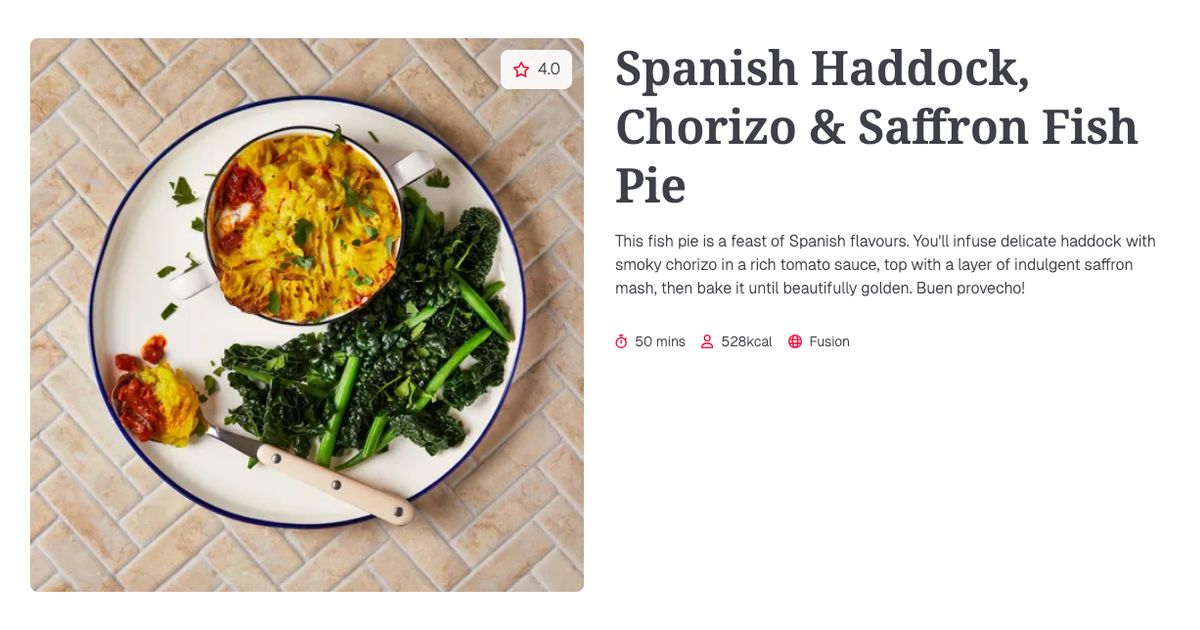 Spanish Haddock, Chorizo & Saffron Fish Pie (50 mins) | Gousto Recipe ...