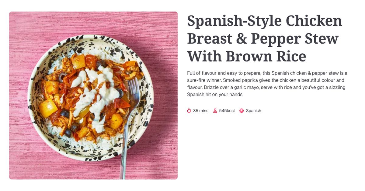 Spanish-Style Chicken Breast & Pepper Stew With Brown Rice (35 mins ...