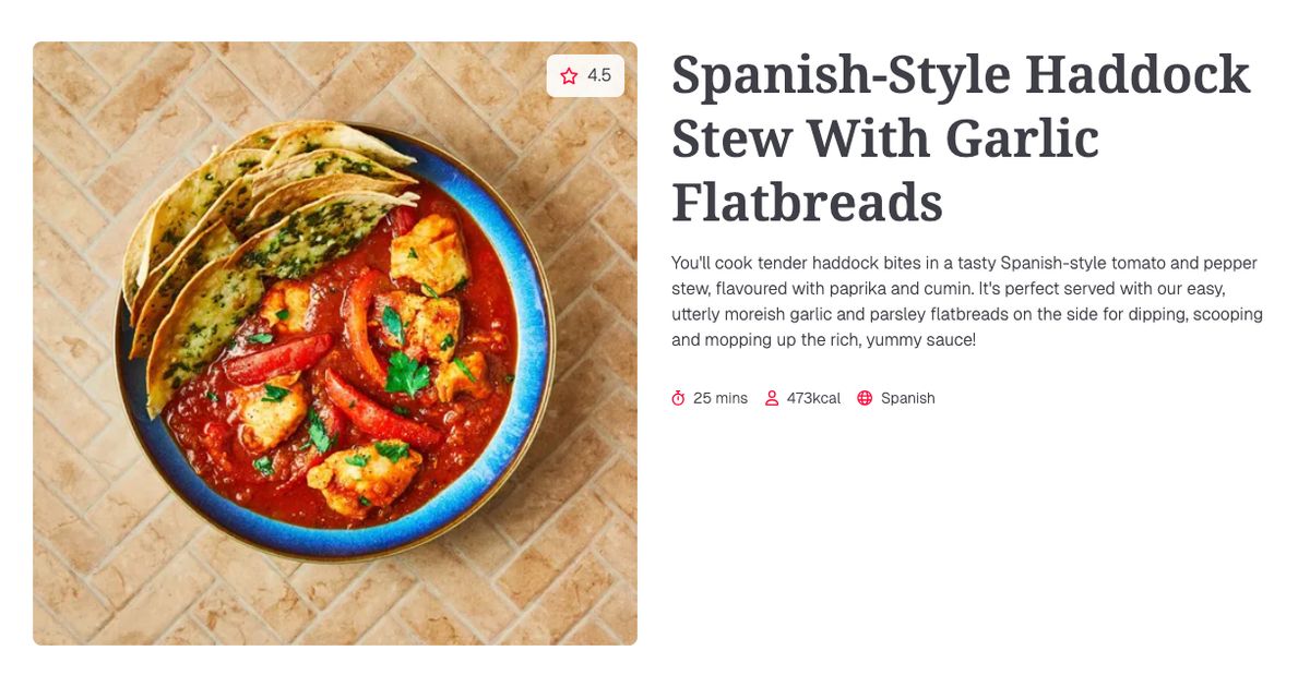 Spanish-Style Haddock Stew With Garlic Flatbreads (25 mins) | Gousto ...