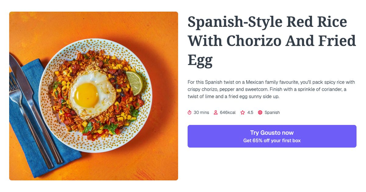 Spanish-Style Red Rice With Chorizo And Fried Egg (30 mins) | Gousto ...