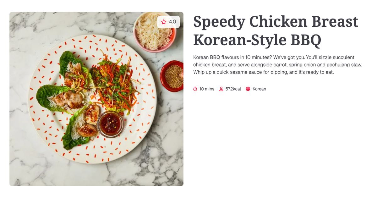 Speedy Chicken Breast Korean-Style BBQ (10 mins) | Gousto Recipe Search