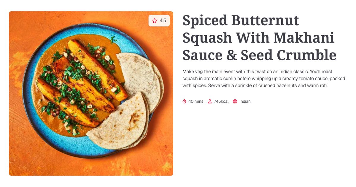 Spiced Butternut Squash With Makhani Sauce & Seed Crumble (40 mins ...