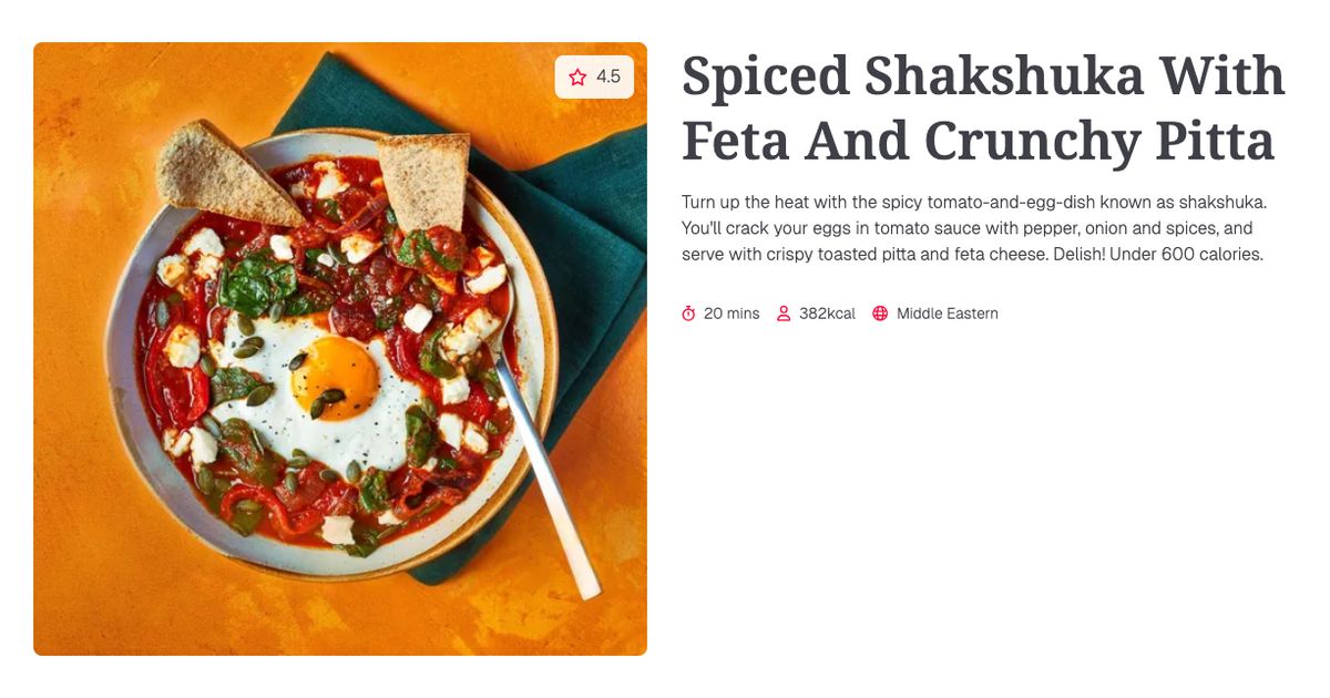 Spiced Shakshuka With Feta And Crunchy Pitta (20 mins) | Gousto Recipe ...