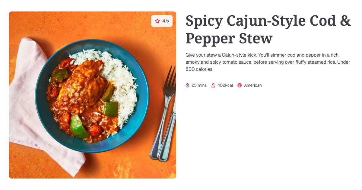 Spicy Cajun-Style Cod & Pepper Stew (25 mins) | Gousto Recipe Search