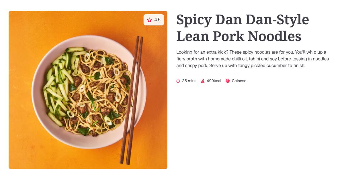 Spicy Dan Dan-Style Lean Pork Noodles (25 mins) | Gousto Recipe Search