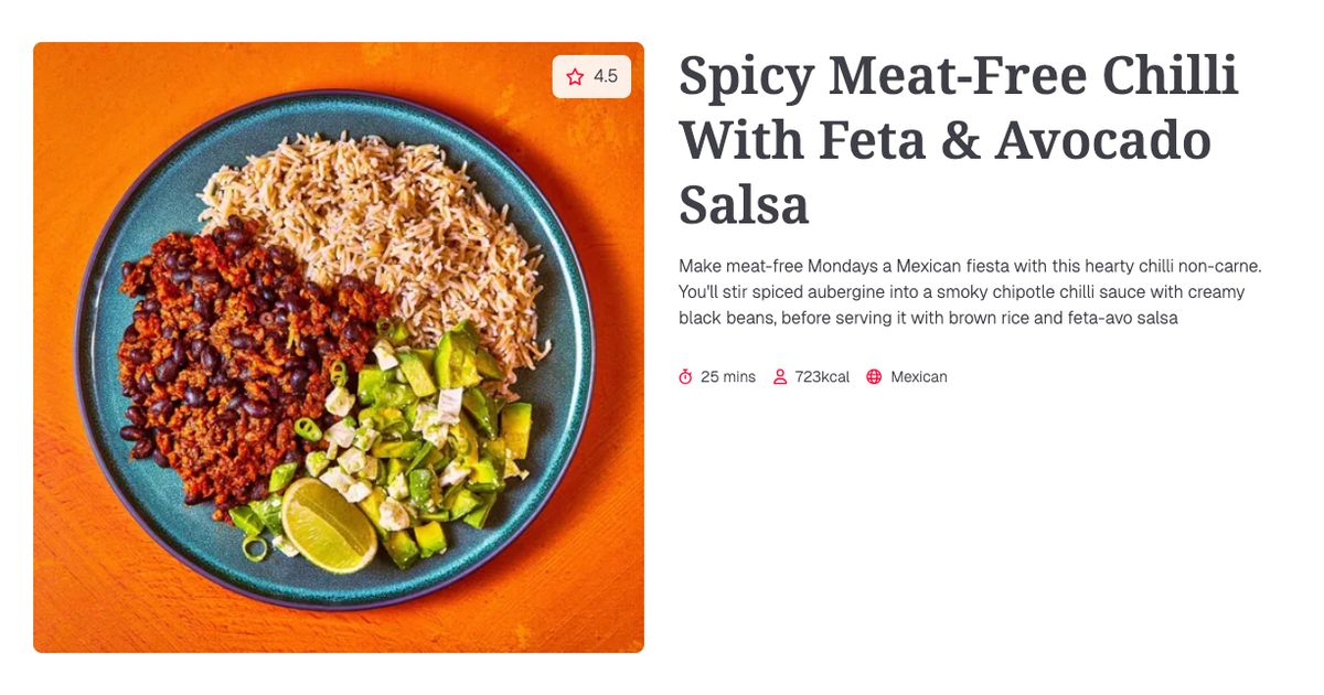Spicy Meat-Free Chilli With Feta & Avocado Salsa (25 mins) | Gousto ...