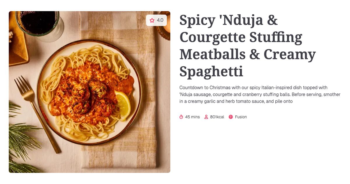Spicy 'Nduja & Courgette Stuffing Meatballs & Creamy Spaghetti (45 mins ...