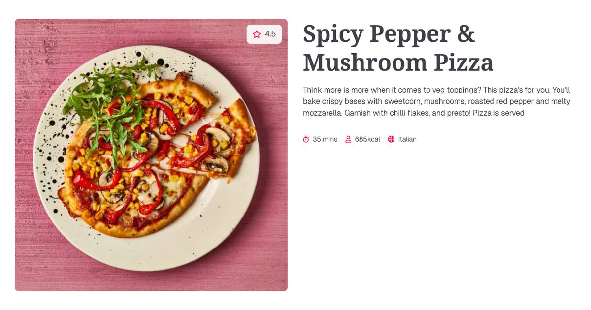 Spicy Pepper & Mushroom Pizza (35 mins) | Gousto Recipe Search