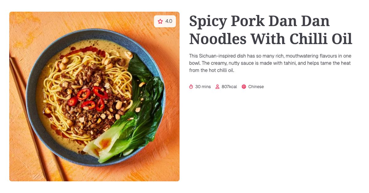 Spicy Pork Dan Dan Noodles With Chilli Oil (30 mins) | Gousto Recipe Search