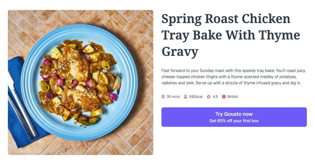 Spring Roast Chicken Tray Bake With Thyme Gravy (35 mins) | Gousto ...