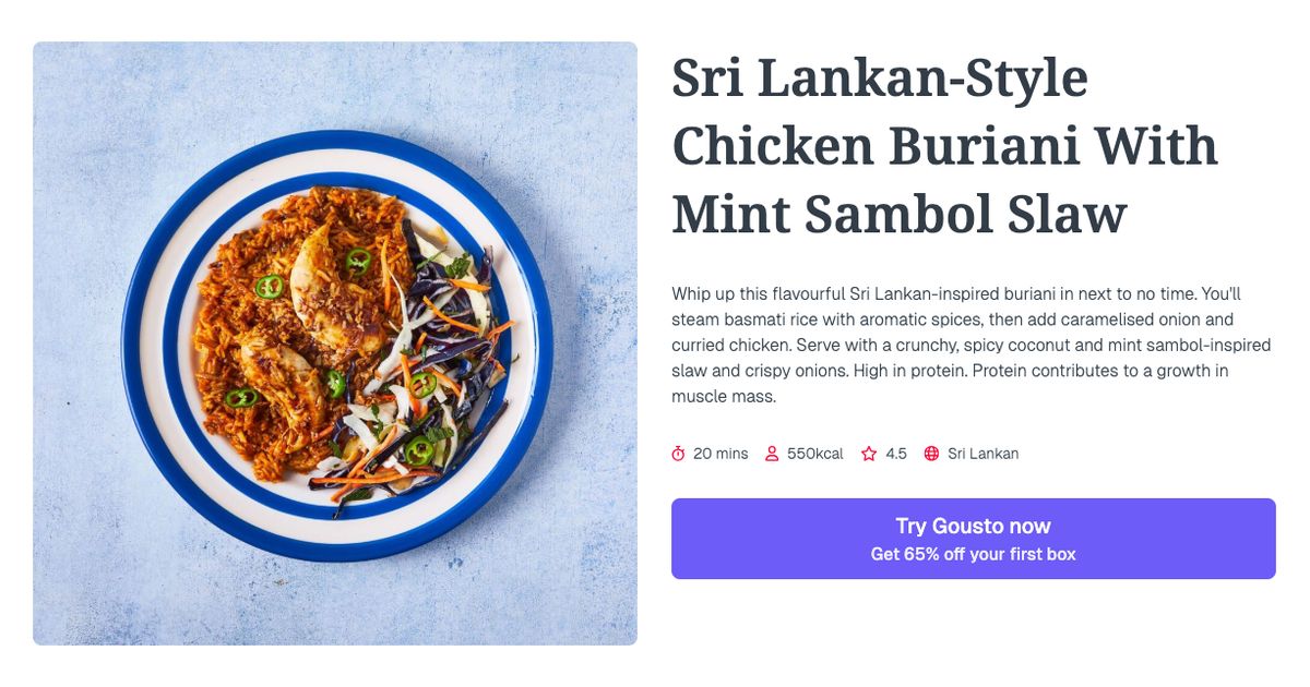 Sri Lankan-Style Chicken Buriani With Mint Sambol Slaw (20 mins ...