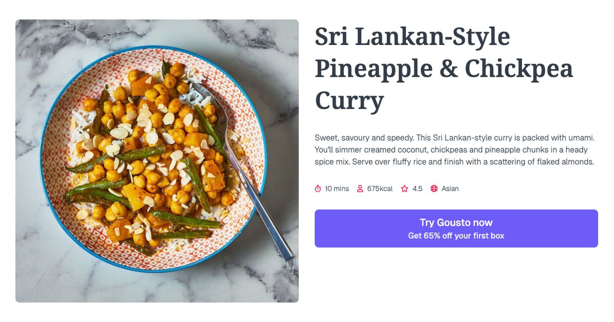 Sri Lankan-Style Pineapple & Chickpea Curry (10 mins) | Gousto Recipe Search
