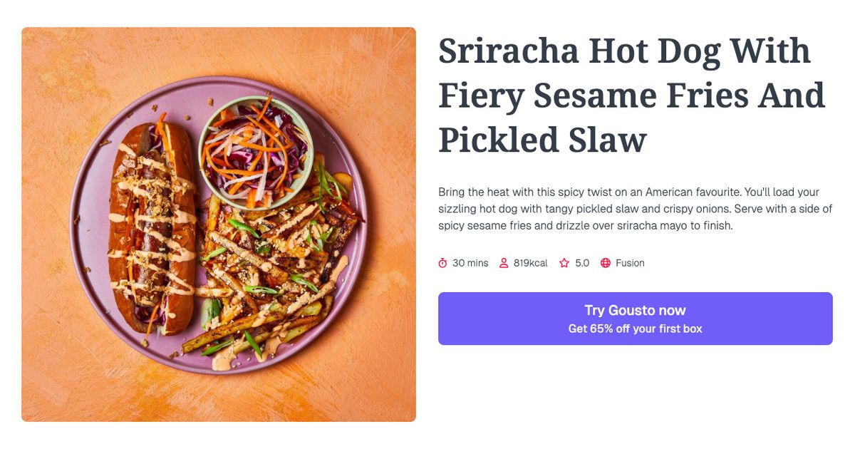 Sriracha Hot Dog With Fiery Sesame Fries And Pickled Slaw (30 mins ...