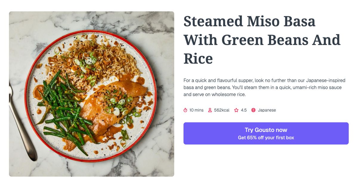 Steamed Miso Basa With Green Beans And Rice (10 mins) | Gousto Recipe ...