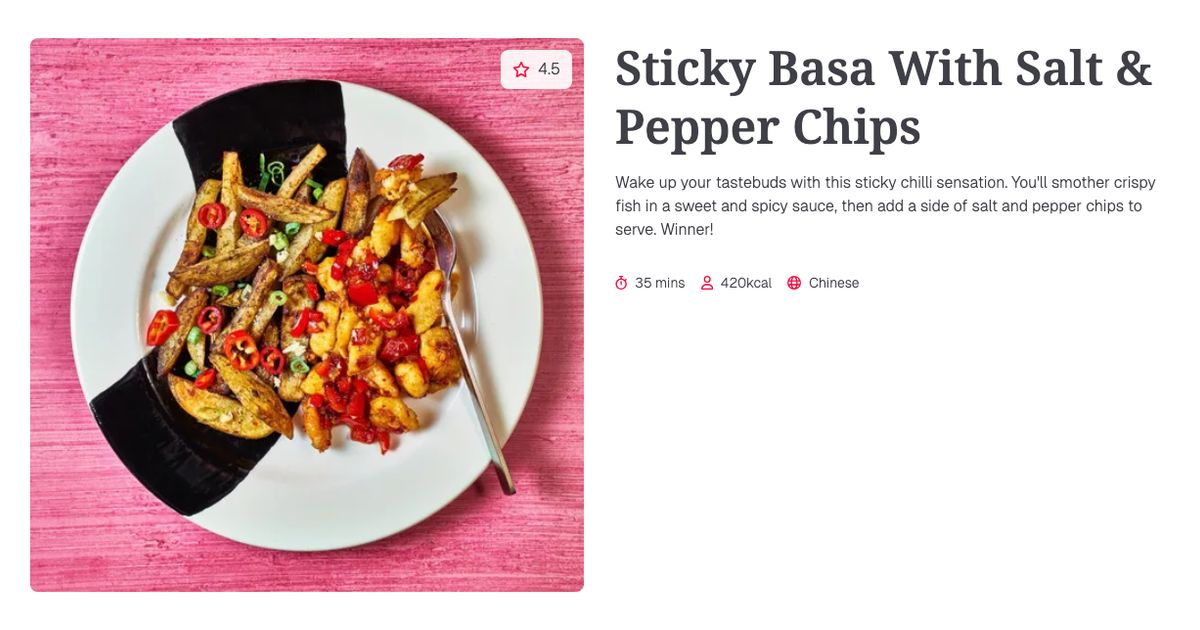 Sticky Basa With Salt & Pepper Chips (35 mins) | Gousto Recipe Search