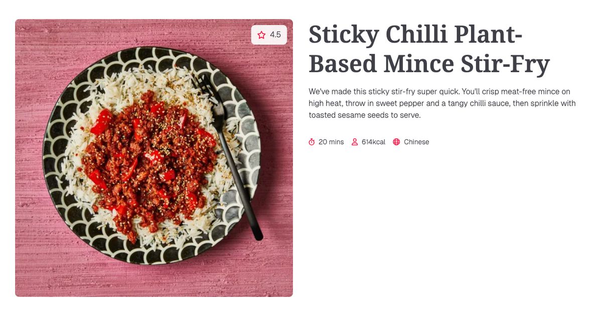 Sticky Chilli Plant-Based Mince Stir-Fry (20 mins) | Gousto Recipe Search
